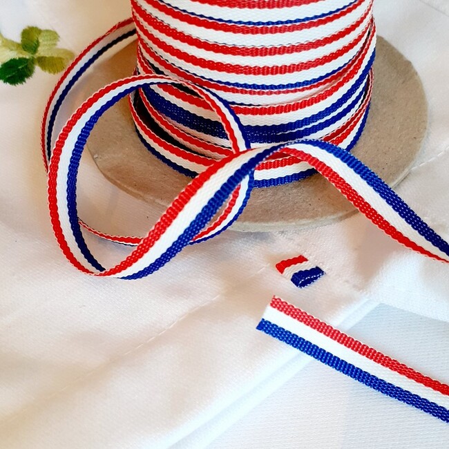 Ruban tricolore bleu blanc rouge largeur 8mm